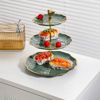China Elegant Paper 3-Tier Ceramic Plate for Easter Brunch Valentine's Day Diwali Treats for sale