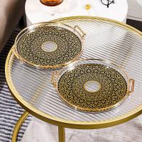China Gold Inlay Disposable Plastic Serving Tray for Home Travel Coffee Tea Plate Dish Storage for sale