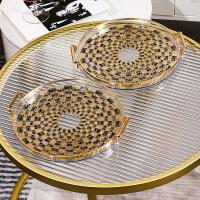 China Gold Inlay Disposable Plastic Serving Tray for Home Travel Coffee Tea Plate Dish Storage for sale