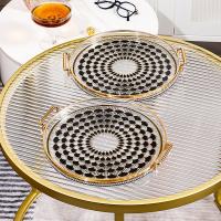 China Gold Inlay Disposable Plastic Serving Tray for Home Travel Coffee Tea Plate Dish Storage for sale