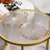 China Gold Inlay Disposable Plastic Serving Tray for Home Travel Coffee Tea Plate Dish Storage for sale