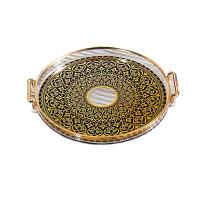 China Gold Inlay Disposable Plastic Serving Tray for Home Travel Coffee Tea Plate Dish Storage for sale