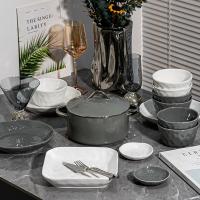 China European Style End Ceramic Dinnerware Set Gold Rim Luxury Tablewear Set-Disposable Home for sale
