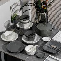 China Contemporary Elegant European Style Ceramic Dinnerware Set Gold Rim for Home Hotel for sale