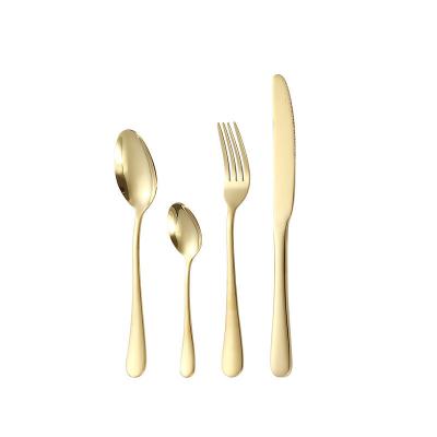 China 24pcs Stainless Steel Hotel Wedding Cutlery Set Spoon and Fork Silverware Luxury Gold for sale