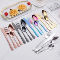 China 24pcs Stainless Steel Hotel Wedding Cutlery Set Spoon and Fork Silverware Luxury Gold for sale