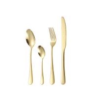 China Stainless Steel Hotel Wedding 24pcs Cutlery Set Spoon and Fork Silverware Luxury Gold for sale