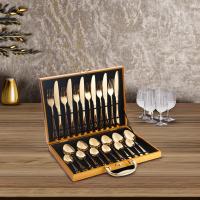 China Stainless Steel Hotel Wedding 24pcs Cutlery Set Luxury Gold Spoon and Fork Silverware for sale