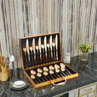China Hotel Wedding 24pcs Cutlery Set Stainless Steel Flatware with Luxury Gold Finish for sale