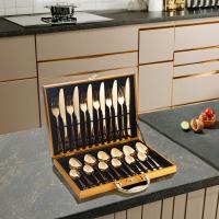China 24pcs Luxury Gold Flatware Spoon and Fork Silverware Set for Stainless Steel Hotel Wedding for sale