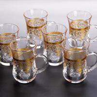 China 200 ML Capacity Drinkware Abstract Printed Glass for Hot and Cold Cappuccino Latte Tea for sale