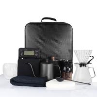 China Outdoor Travel Coffee Set with Manual Coffee Grinder and Pour Over Drip Kit Black for sale