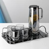 China 1.5L Glass Drinking Set Nordic-Style Iced Tea Lemonade Beverage Jug with Lids and Handle for sale
