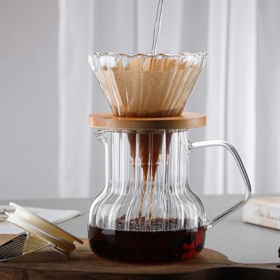 China Transparent Classic Design Glass Kettle with Striped Wooden Lid High Temperature Resistant for sale
