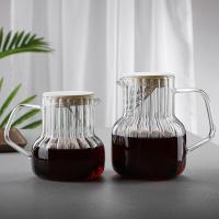China Transparent Classic Design Glass Kettle with Striped Wooden Lid High Temperature Resistant for sale