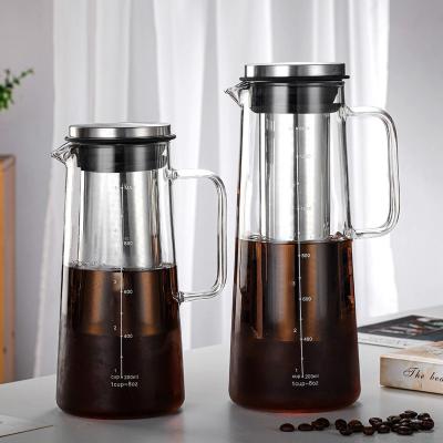 China 1L/1.4L High Temperature Resistant Glass Water Bottle for Cold Brew Coffee and Fruit for sale