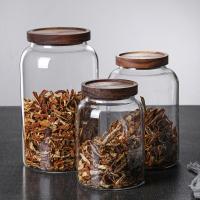 China Modern Classic Large Glass Jar with Wooden Lid Keep Your Seasonings Fresh and Accessible for sale