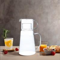 China Modern Design Glass Pitcher Set High Temperature Resistant Hot/Cold Water Jug Juice Carafe for sale