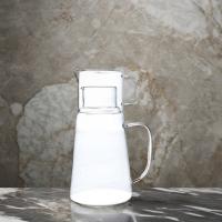 China Modern Design Glass Pitcher Set High Temperature Resistant Hot/Cold Water Jug Juice Carafe for sale