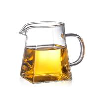 China Customized Logo Acceptable 500ML Elegant Square Borosilicate Glass Cup Set with Handles for sale