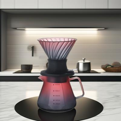 China Handmade Borosilicate Glass Pour-over Coffee Tea Set with Stainless Steel Coffee Filter for sale