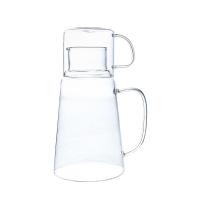 China Modern Design Hot/Cold Water Jug Juice Beverage Carafe Glass Pitcher Set with Cup for sale