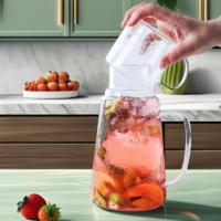 China Modern Design Hot/Cold Water Jug Juice Beverage Carafe Glass Pitcher Set with Cup for sale