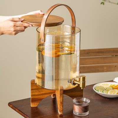 China Stylish Wooden Stand Glass Dispenser for Lemon Juice Tea Coffee Party Essential for sale