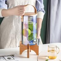China Convenient 2800-7000ml Glass Dispenser Press Type for Unisex Wooden Bracket Faucet for sale