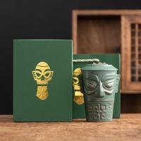China Large Capacity Water Cup with Lid and Spoon Featuring Sanxingdui Culture Design Style for sale