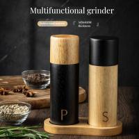 China Pepper Mill Handcrafted 7-Inch Oak Wood Salt and Pepper Mills with Adjustable Grinder for sale