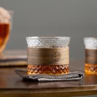 China Wooden Holder Modern Design High Borosilicate Glass Tasting Cup for Coffee and Water for sale
