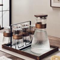China High Borosilicate Glass Cup Set Modern Home Kettle and Tea Pot with Wooden Handle for sale