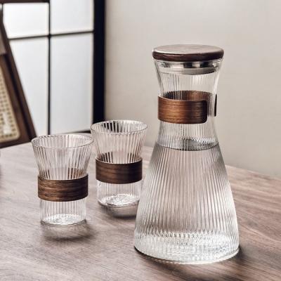 China High Temperature Resistant Glass Drinking Set for Cold Water Coffee Juice Serving 4 Cups for sale