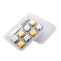 China Reusable Gold Ice Cubes for Chilling Wine and Liquor Eco-friendly Bar Accessories for sale