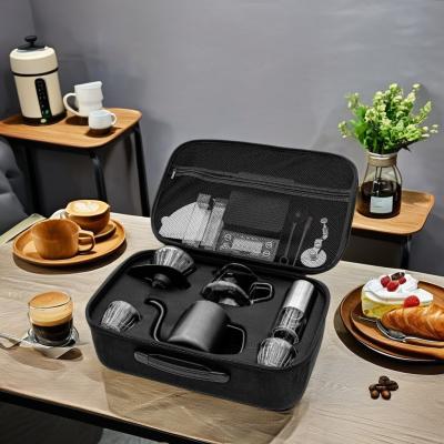 China Stainless Steel Manual Drip Coffee Maker Set for Outdoor Includes Grinder and Waterproof Pot for sale