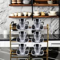 China 135ml Capacity Classic Design Soda Lime Glass Cup and Saucer Set for Coffee Tea Sets for sale
