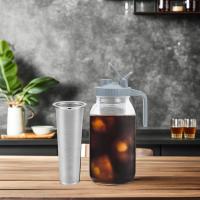 China 64 OZ Glass Mason Jar Cold Brew Coffee Maker with Stainless Steel Filter Mesh and Handle for sale