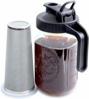 China 64 OZ Glass Mason Jar Cold Brew Coffee Maker with Stainless Steel Filter Mesh and Handle for sale
