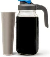 China 64 OZ Glass Mason Jar Cold Brew Coffee Maker with Stainless Steel Filter Mesh and Handle for sale