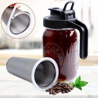 China 64 OZ Glass Mason Jar Cold Brew Coffee Maker with Stainless Steel Filter Mesh and Handle for sale