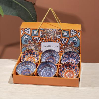 China Bohemian Style Ceramic Rice Bowl Perfect Christmas Gift in Porcelain Material for sale