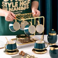 China European Design Ceramic Saucer and Coffee Tea Cups 6pcs Gift Set for Housewarming for sale