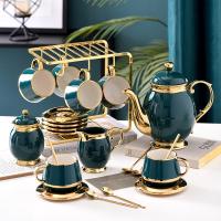 China European Design Ceramic Saucer and Coffee Tea Cups 6pcs Gift Set for Housewarming for sale