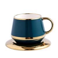 China Europe Design Style Gold Edged Ceramic Coffee Mug Plate Set for Coffee Tea Enthusiasts for sale