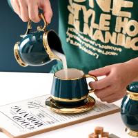 China Europe Design Style Gold Edged Ceramic Coffee Mug Plate Set for Coffee Tea Enthusiasts for sale