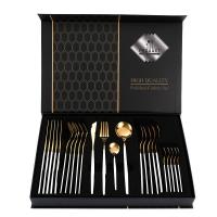 China 101 Stainless Steel Sustainable Gold Cutlery Set for Exclusive Wedding Receptions for sale