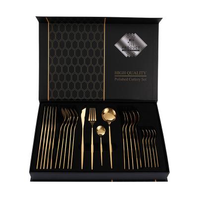 China 101 Stainless Steel Cutlery Set with Mirror Polishing and Gold Plated Color Handle for sale