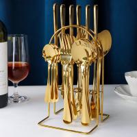 China Party Occasion 24 Piece Stainless Steel Western Dinnerware Set IN Gold for sale