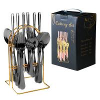 China Party Occasion 24 Piece Stainless Steel Western Dinnerware Set IN Gold for sale
